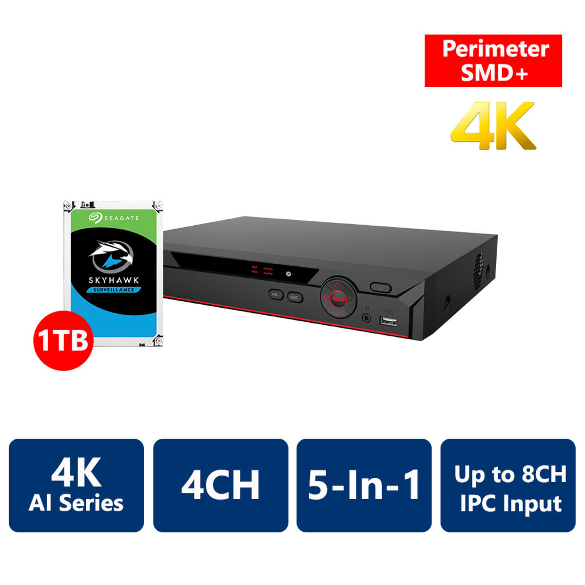 4CH AI PENTA-BRID 4K XVR RECORDER WITH 1TB HDD | ALLSMART SECURITY